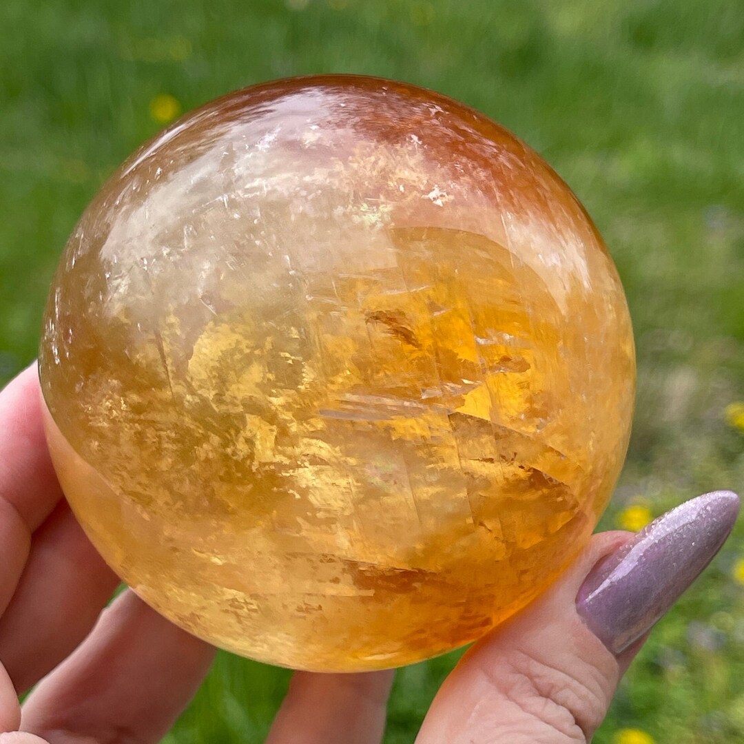 Optical Honey Calcite Big Sphere With Rainbows and Phantoms, #57 - Etsy