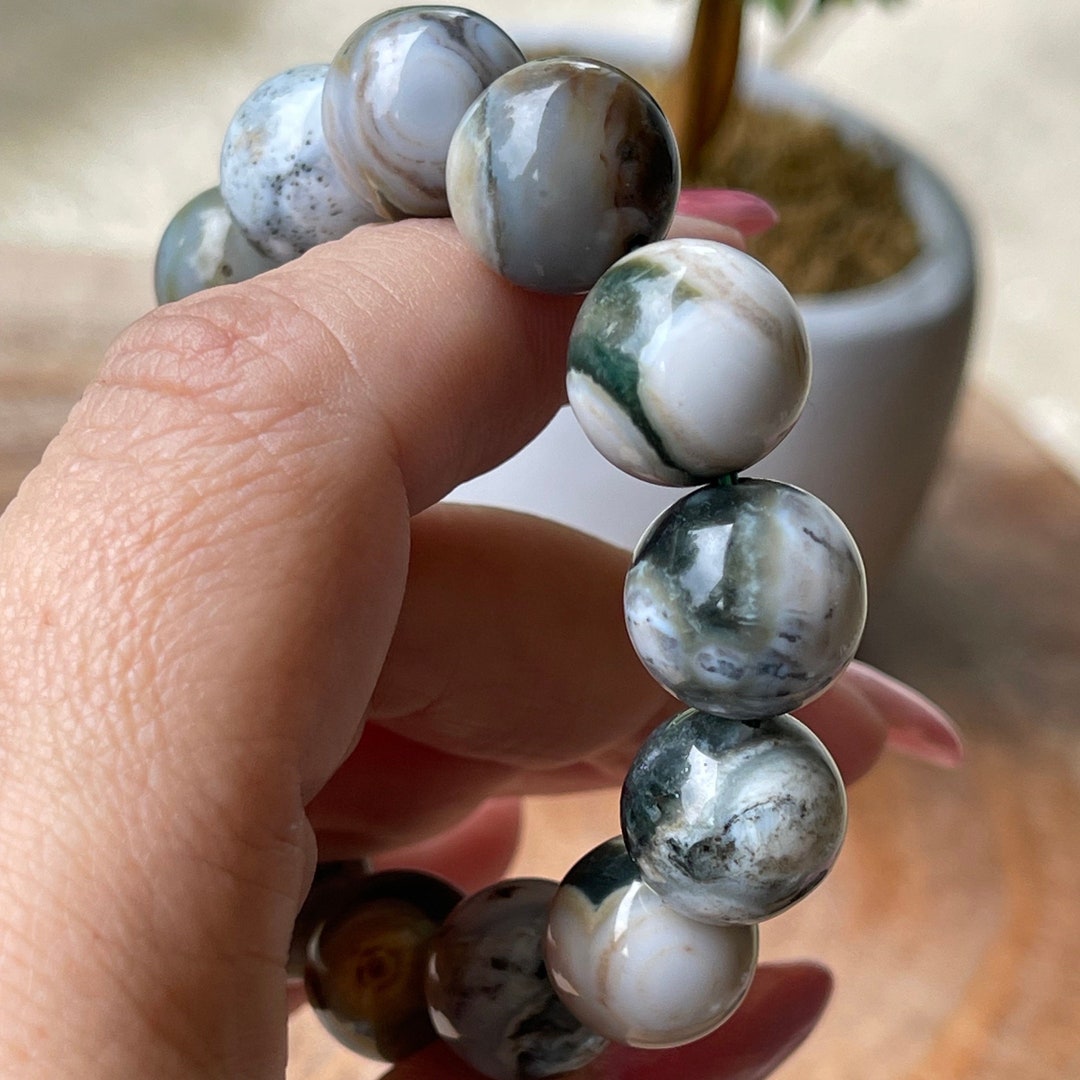 8th Vein Ocean Jasper Bracelet Big Beads, Orbicular Ocean Jasper, Old Stock, Collectors Edition ...