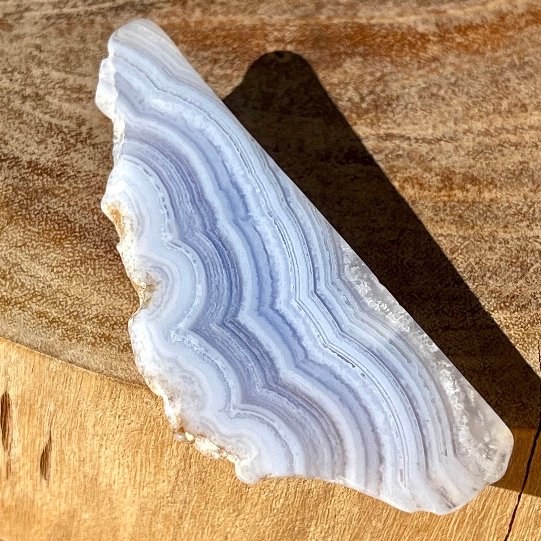 Blue Lace Agate Slab Slice With Amazing Banding and Raw Unpolished Back ...
