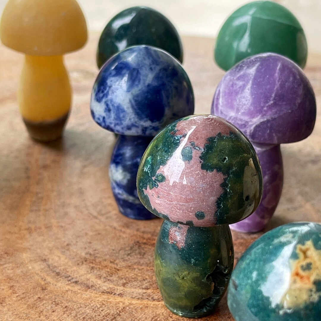 Crystal Mushroom, Rhodonite Mushroom, Ruby Zoisite Mushroom, Lapis ...