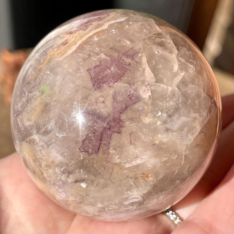 Amethyst Sphere With Blue Phantoms, Natural Xlarge Amethyst Crystal ...