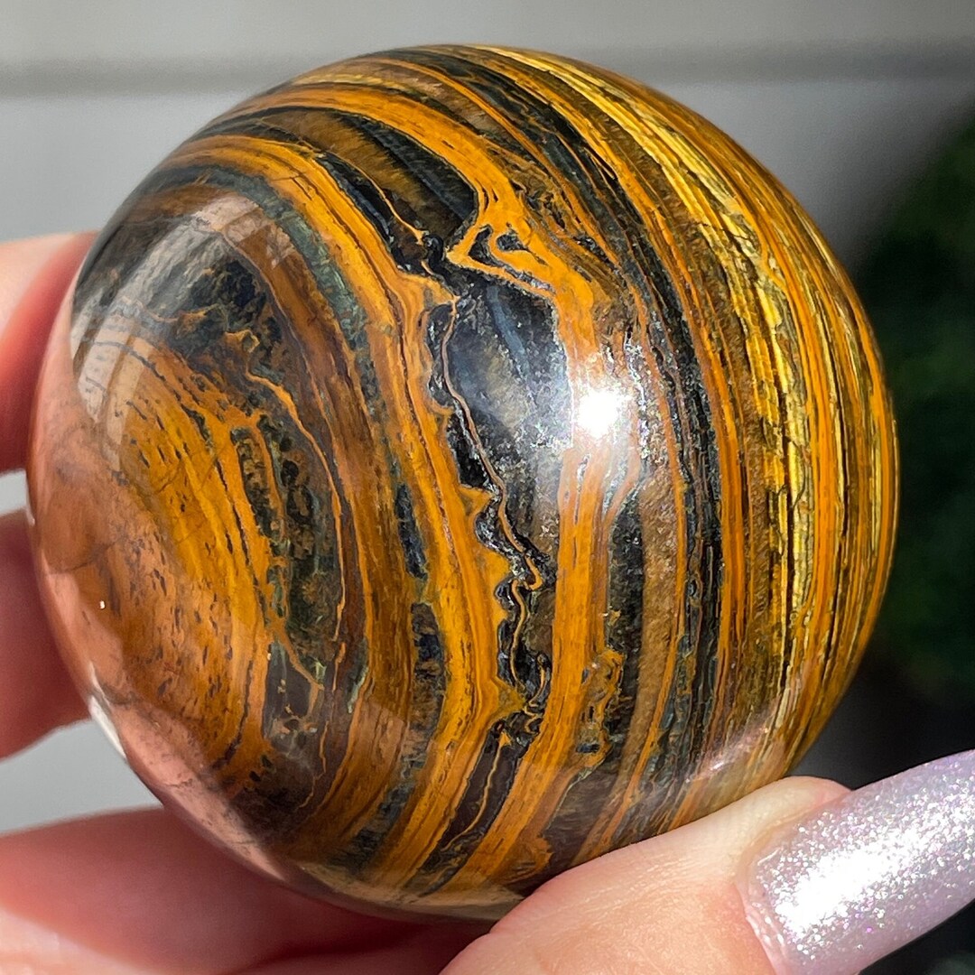 Tigers Eye XL Sphere With Blue Yellow Copper Banding - Etsy
