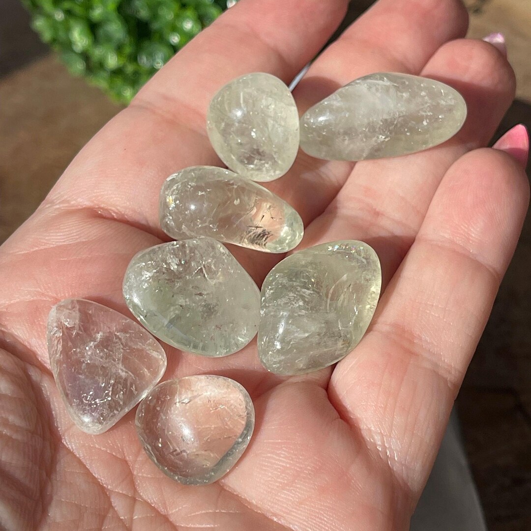Polished Prasiolite Tumble, Natural Green Quartz Pocket Stone, Gem ...