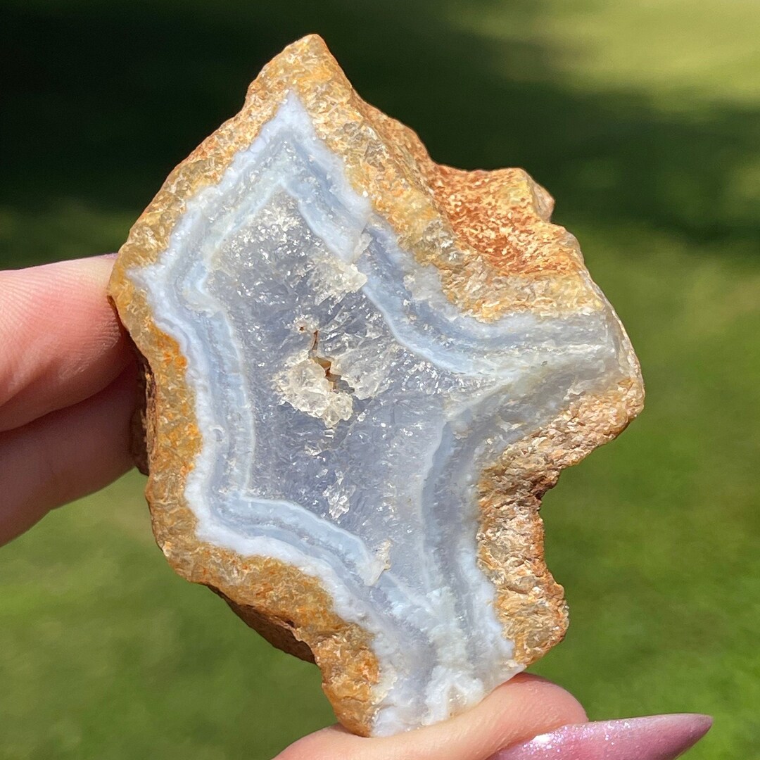 Blue Lace Agate Raw Specimen With Sparkly Druzy, Collector’s Agate, AAA ...