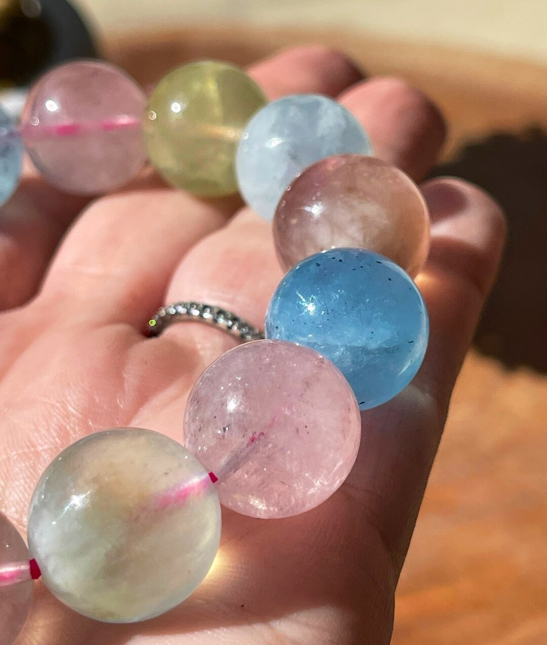 Morganite XXL Bead Bracelet Big Natural Beryl 17 Mm Sphere - Etsy
