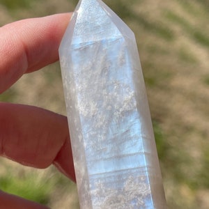 White Moonstone HQ Tower, Translucent Blue Flash Moonstone Point ...