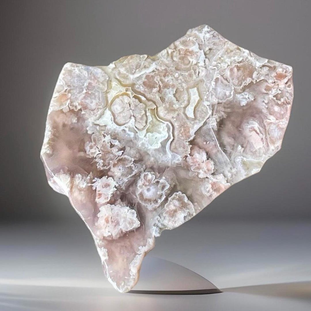 Flower Agate Slab With Pink Flowers, HQ Natural Agate With Translucency ...