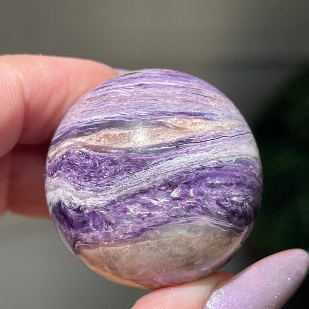 Charoite HQ Sphere With Chatoyancy and Beautiful Purple Pink Patterns ...