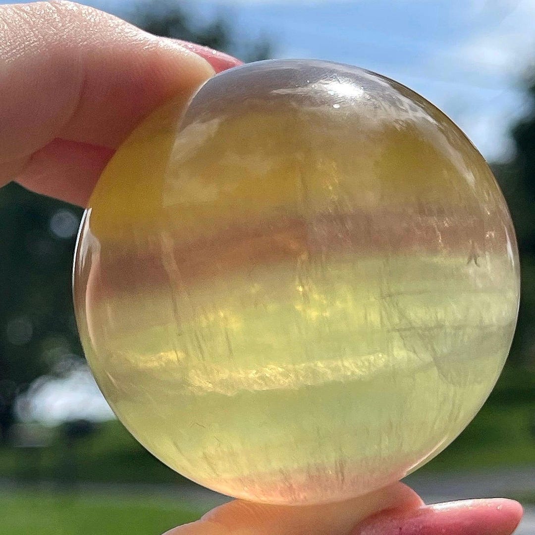 Candy Fluorite HQ Sphere With Rainbow Galaxy, Blue Green Pink Yellow ...