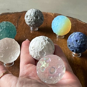 Crystal Moon Sphere Carved Moon Crystal Howlite Moon Aura Quartz Carved ...