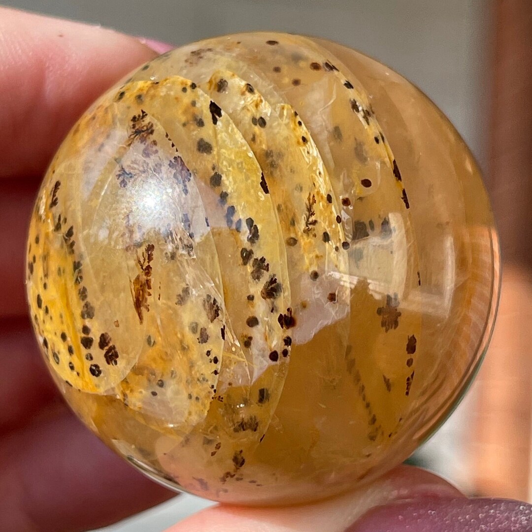 Dendritic Quartz Sphere With Layers of Golden Healer and Rainbows, Rare ...