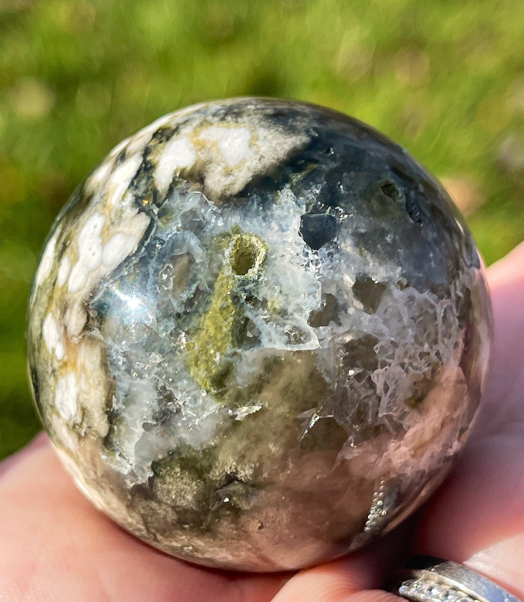 8th Vein Ocean Jasper Sphere Green Grey Yellow Ocean Jasper - Etsy