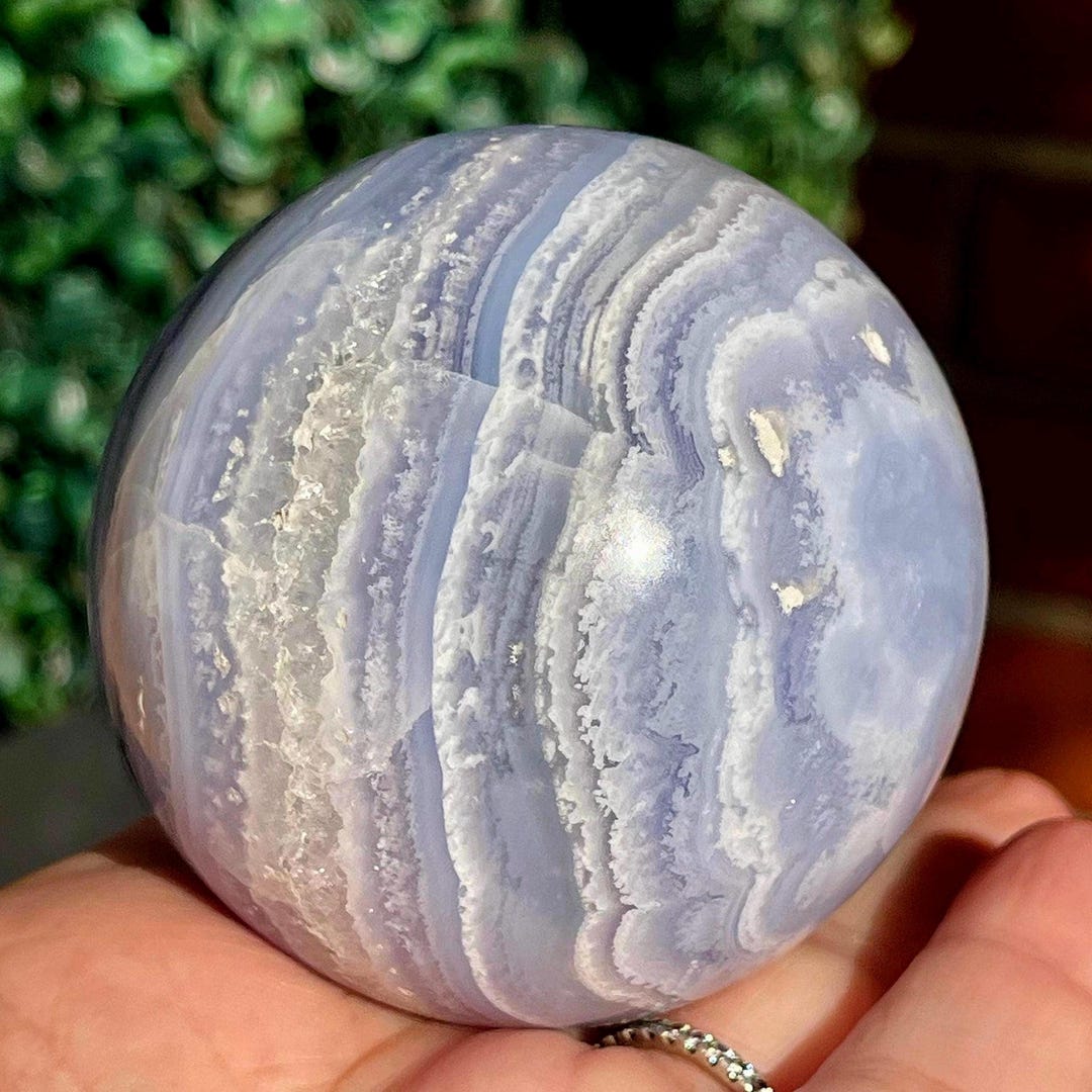 Blue Lace Agate Statement Sphere - HQ Natural Rare Agate, Unique Blue ...