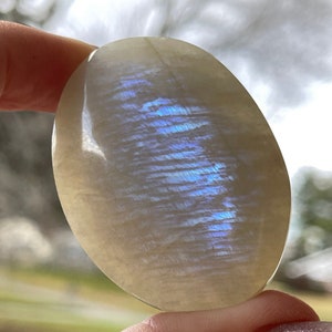 Green Moonstone Palm Stone With Incredible BLUE Flash, High Quality ...
