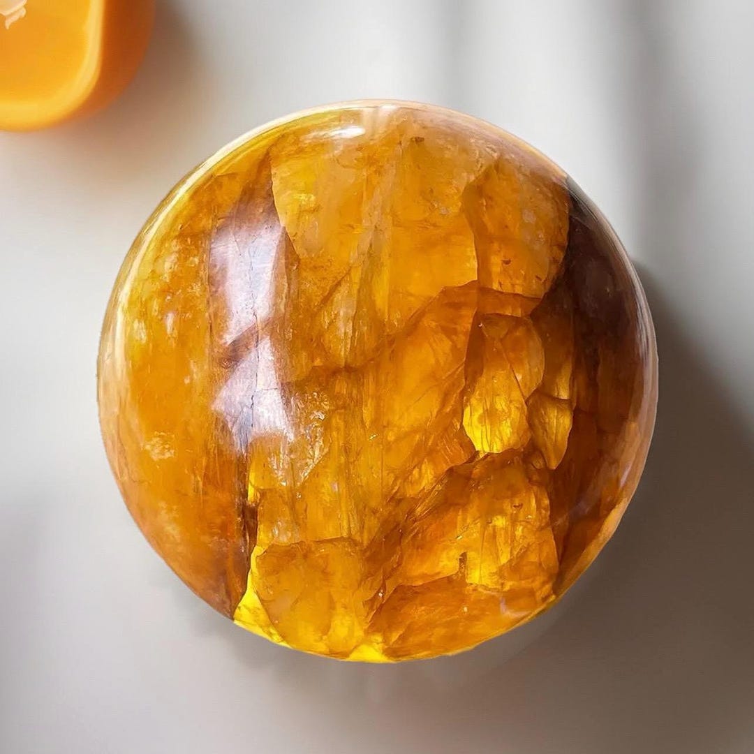 Large Golden Healer Quartz Sphere - 70mm Polished Yellow Crystal Ball ...