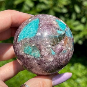 Arusha Sunstone Gem Lepidolite Blue Apatite Large Sphere With Rainbow ...