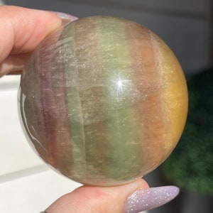 Candy Fluorite HQ Large Sphere With Green Pink Yellow Banding - Etsy