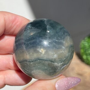 Aqua Blue Mica Fluorite Sphere, AAA Metaphysical Crystals, Rainbow Mica ...
