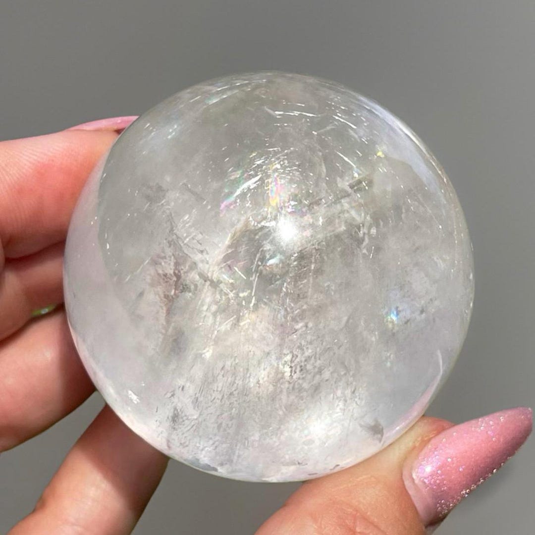 Optical White Calcite Sphere With Beautiful Rainbows • Natural Large ...