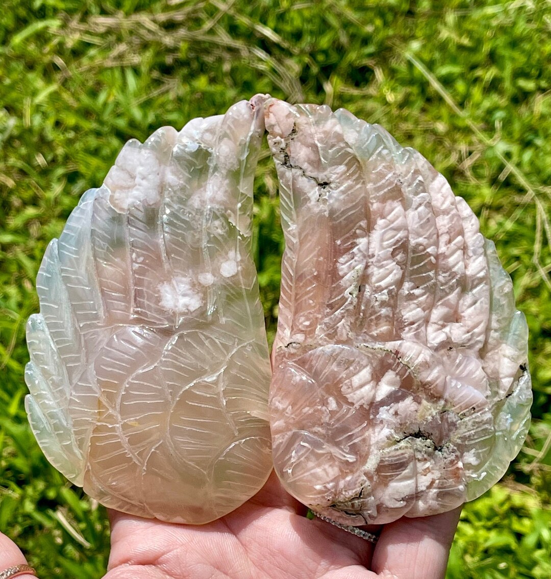 Pink Flower Agate Big Angel WINGS Flower Agate Wings Home - Etsy