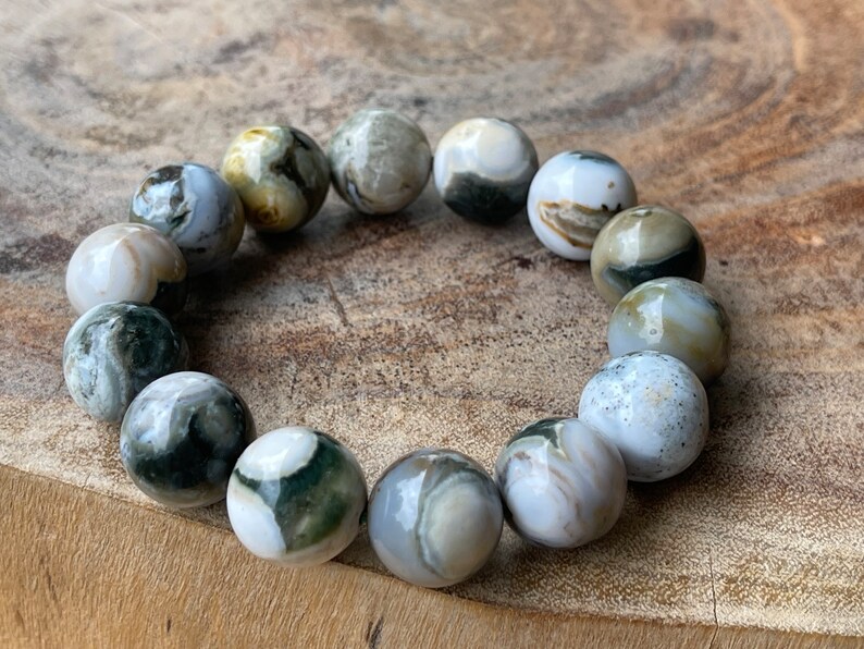 8th Vein Ocean Jasper Bracelet Big Beads, Orbicular Ocean Jasper, Old ...