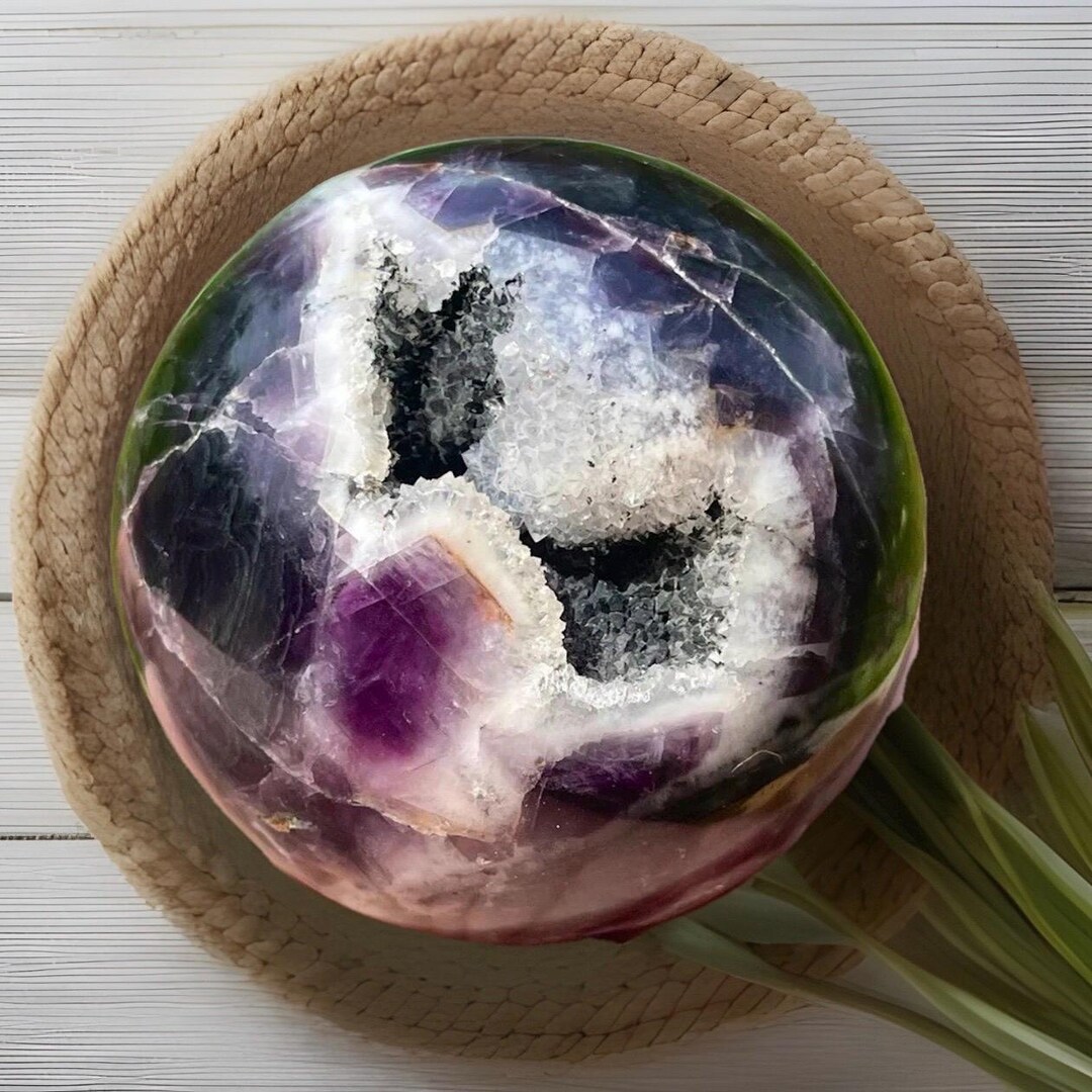 Fluorite Root Large Sphere • Unique Natural Polished Crystal Ball ...
