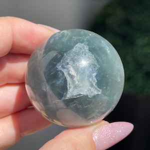 Aqua Blue Mica Fluorite Sphere, AAA Metaphysical Crystals, Rainbow Mica ...