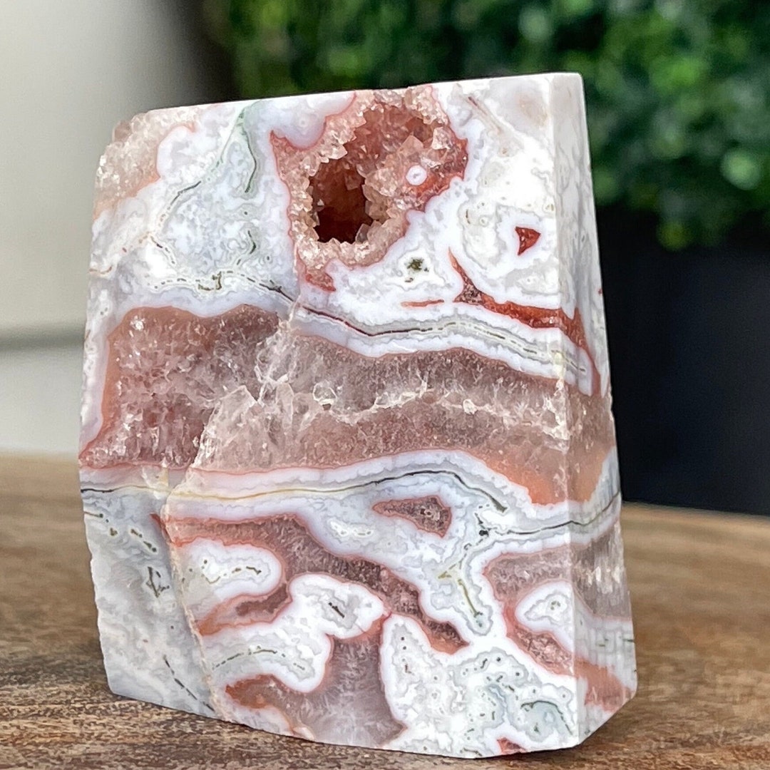 Pink Moss Agate Free Form With Morganite Color Druzy and Quartz, HQ ...