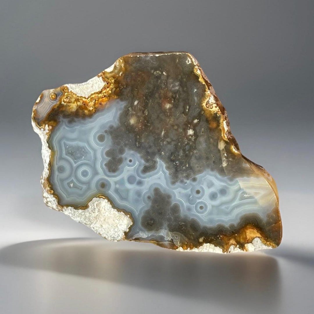 Orbicular Banded Agate Slab | Natural Eye Agate Chalcedony | Blue Gray ...