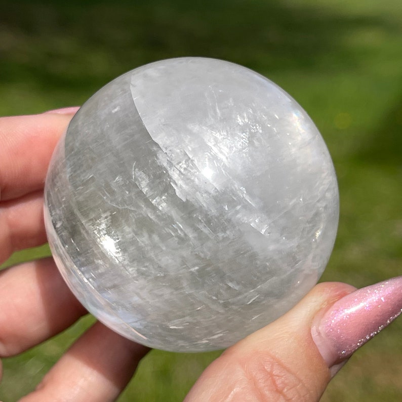 Optical White Calcite Sphere With Beautiful Rainbows • Natural Large ...