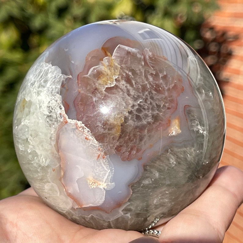 Prasiolite Flower Agate Sphere - Green Amethyst Crystal Ball - Etsy