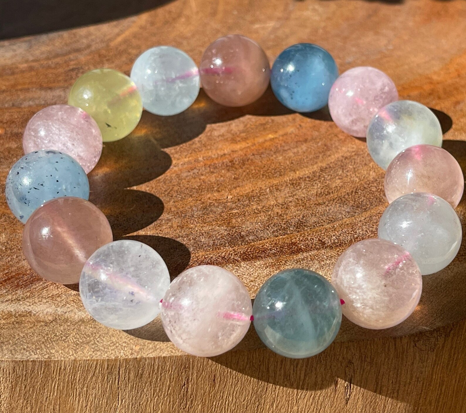 Morganite XXL Bead Bracelet Big Natural Beryl 17 Mm Sphere Bracelet AAA ...