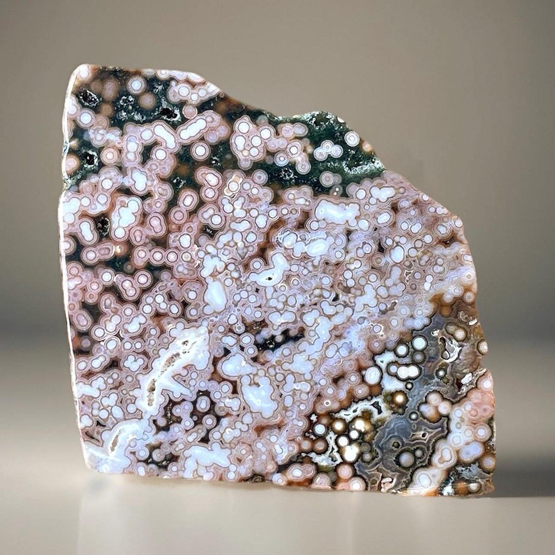 8th Vein Pink Ocean Jasper Slab With Green Quartz.• Pink Orbicular ...