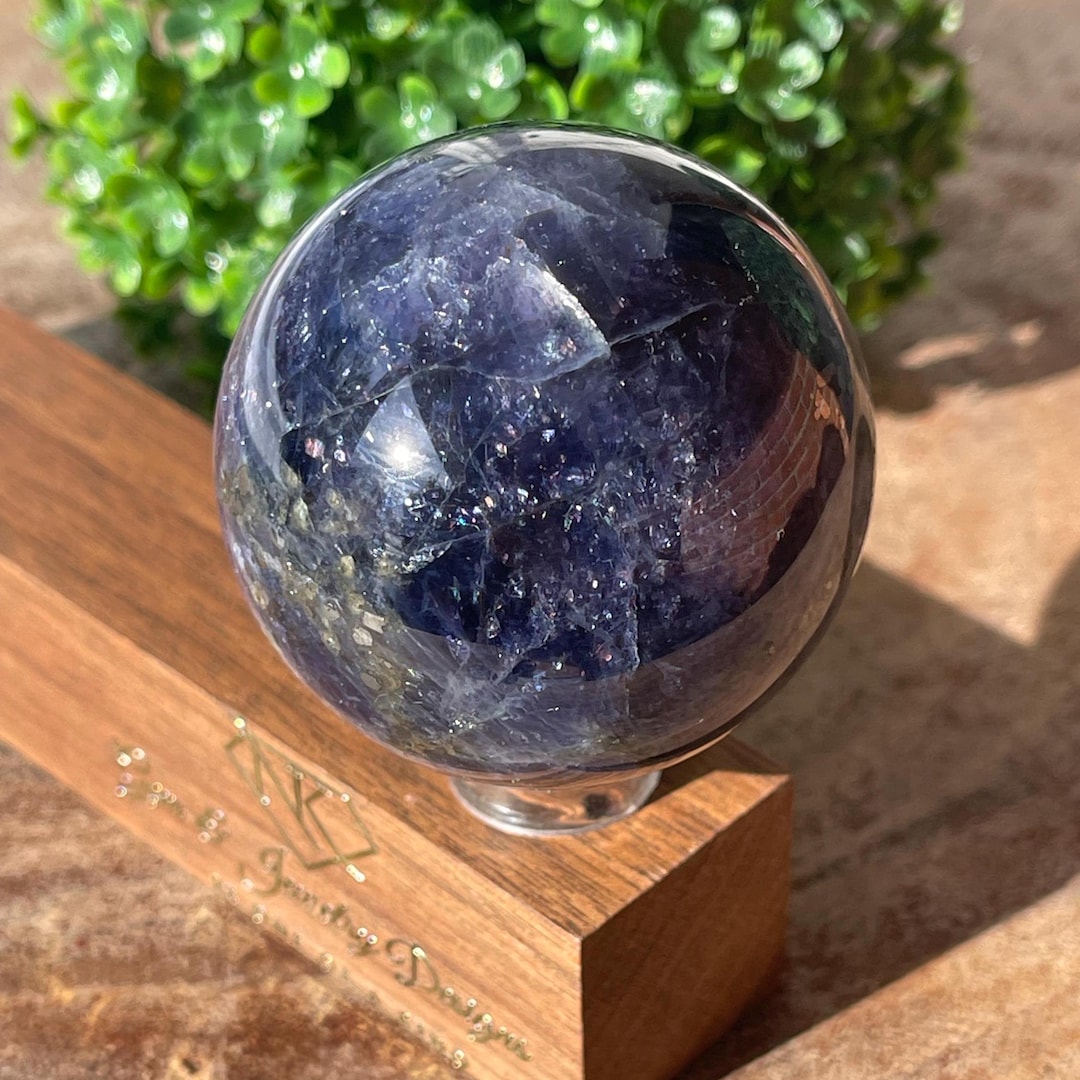 Iolite Sphere With Hematite, Natural Flashy Iolite, Collector’s Edition Rare & Unique Crystal - Etsy
