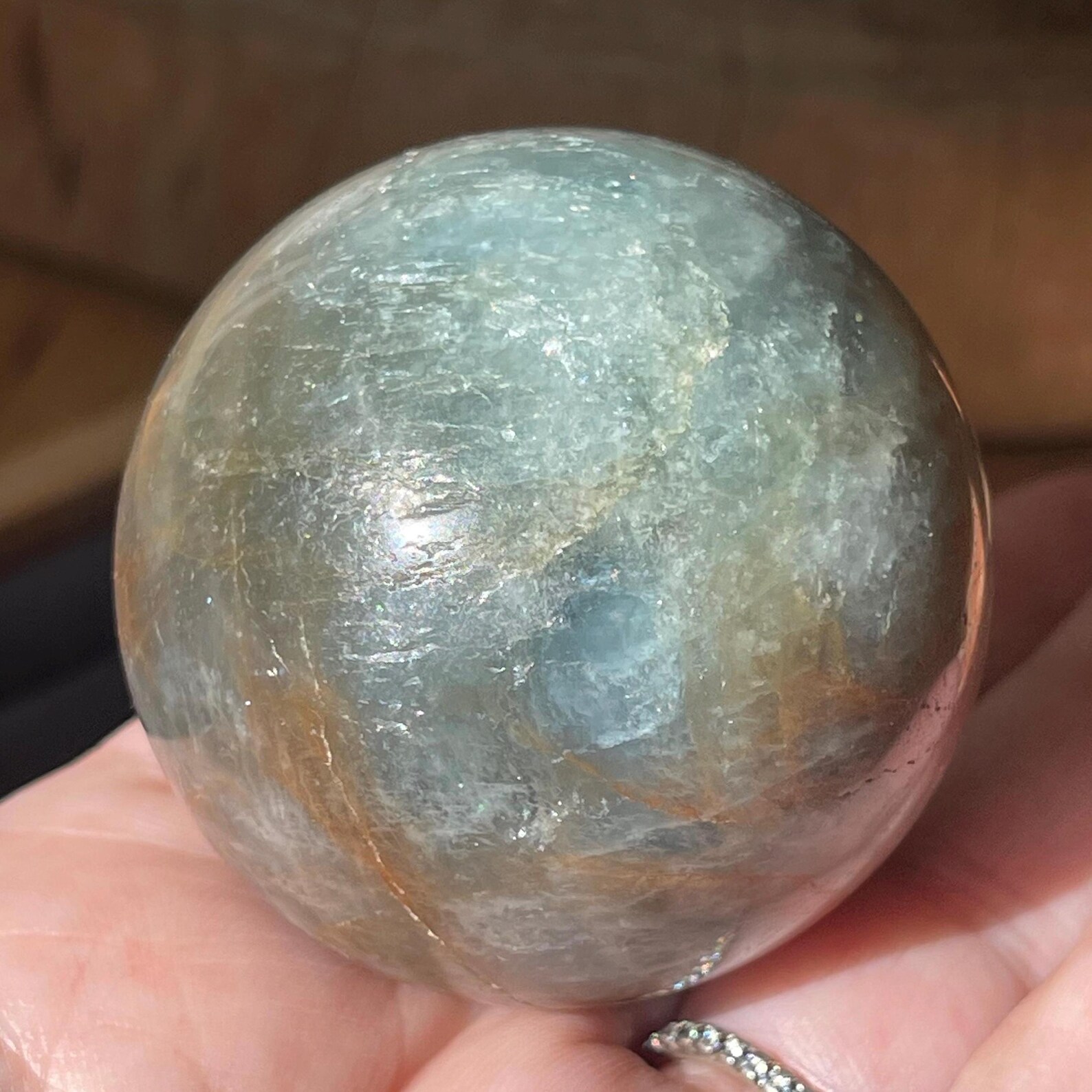 Natural Aquamarine XL Sphere, Untreated Unique Mineral Polished ...