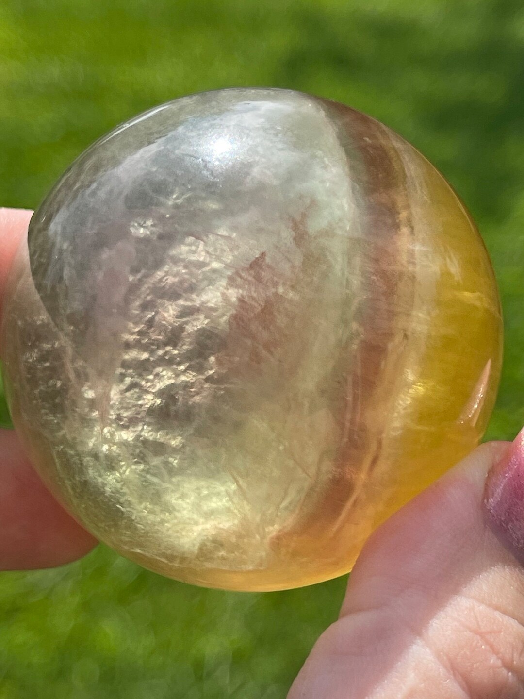 Candy Fluorite HQ Sphere With Rainbow Galaxy, Light Blue, Green, Pink ...