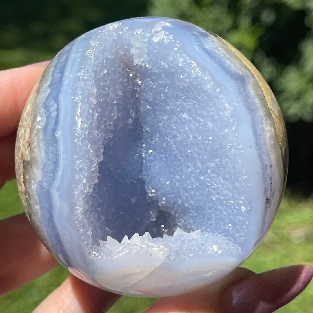 Blue Lace Agate Druzy Big Sphere , Collectors Agate , AAA HQ Crystals A ...