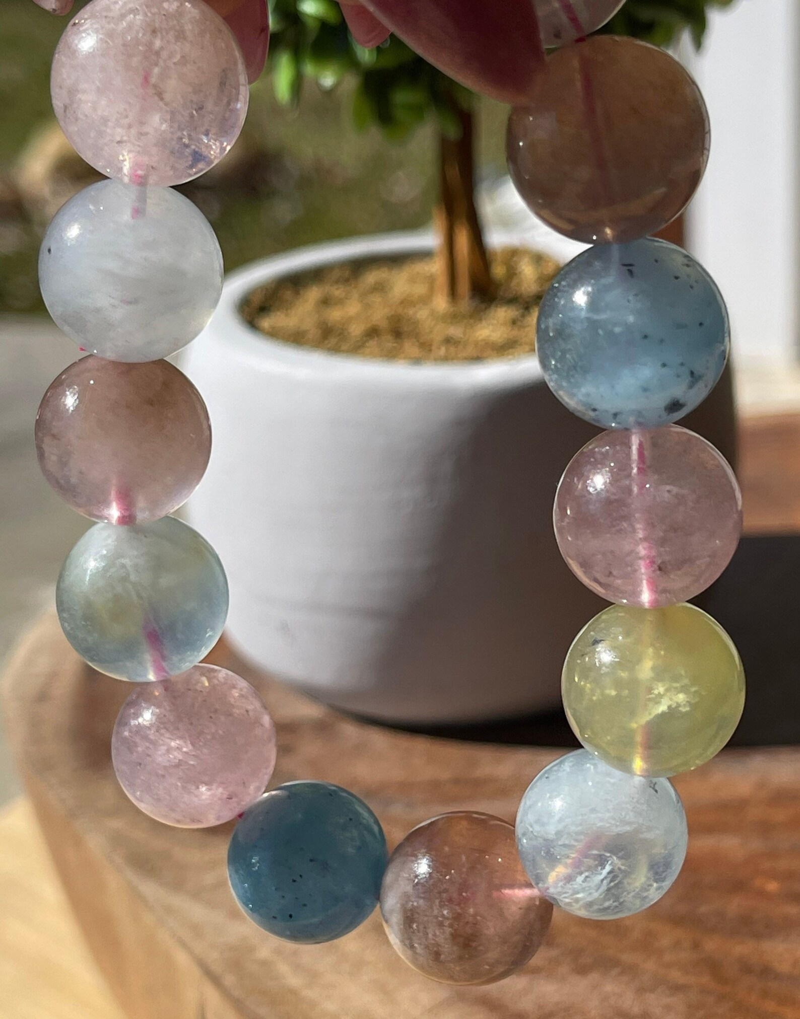 Morganite XXL Bead Bracelet Big Natural Beryl 17 Mm Sphere Bracelet AAA ...