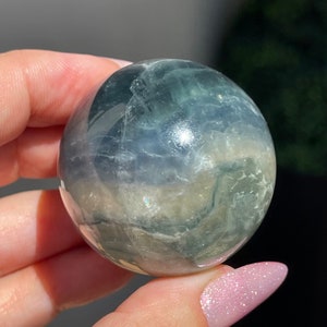 Aqua Blue Mica Fluorite Sphere, AAA Metaphysical Crystals, Rainbow Mica ...