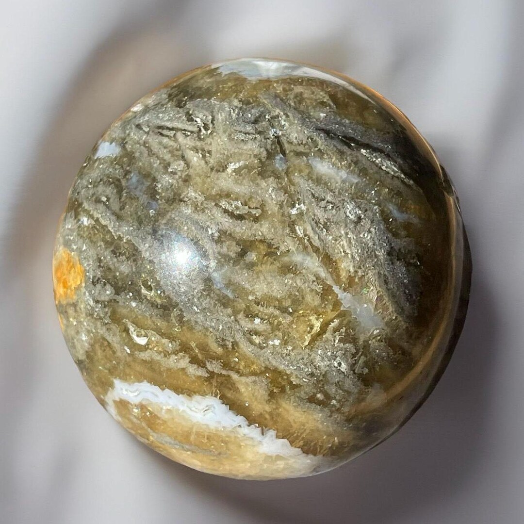 Fluorite Sphere With Pyrite & Blue Chalcedon – Gemstone Crystal Ball ...
