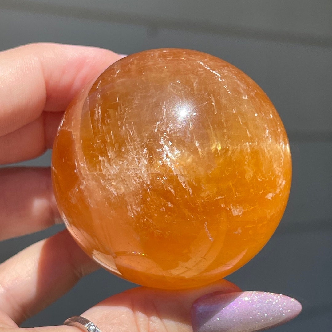 Star Optical Honey Calcite HQ Sphere With Rainbows, 31 - Etsy
