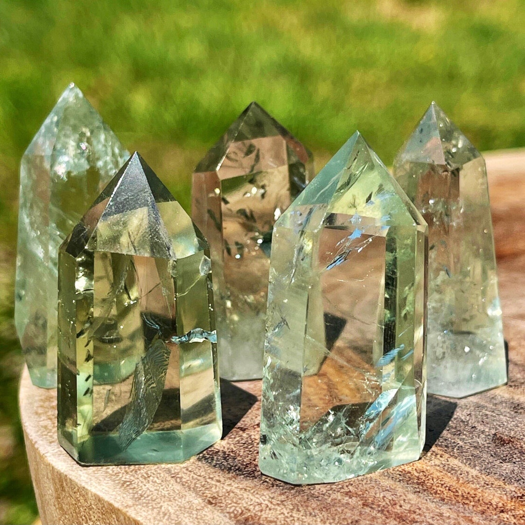 Prasiolite Tower , Green Quartz Point, Crystal Tower - Etsy