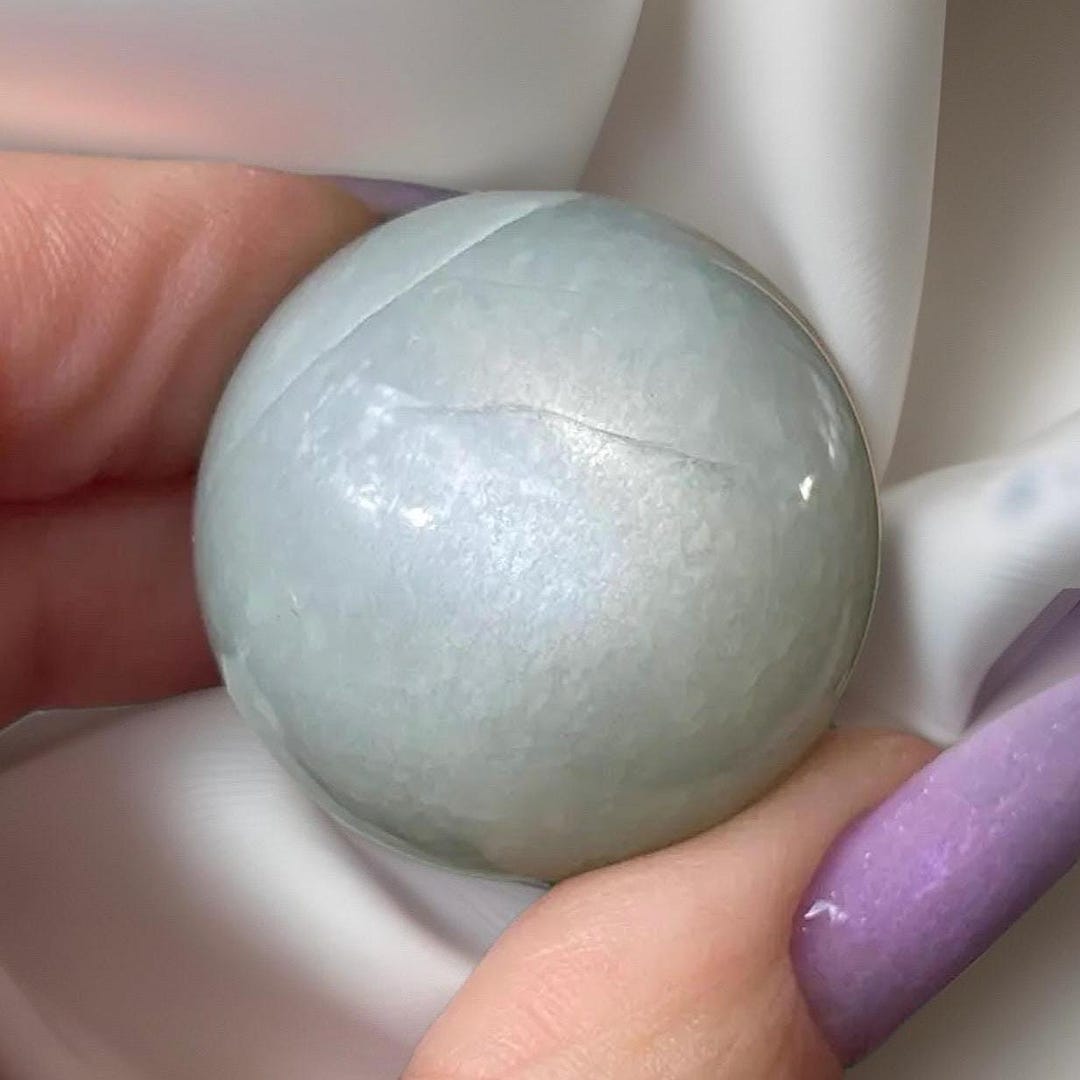 Sage Green Moonstone Sphere • Energy Crystal • Natural Green Moonstone ...