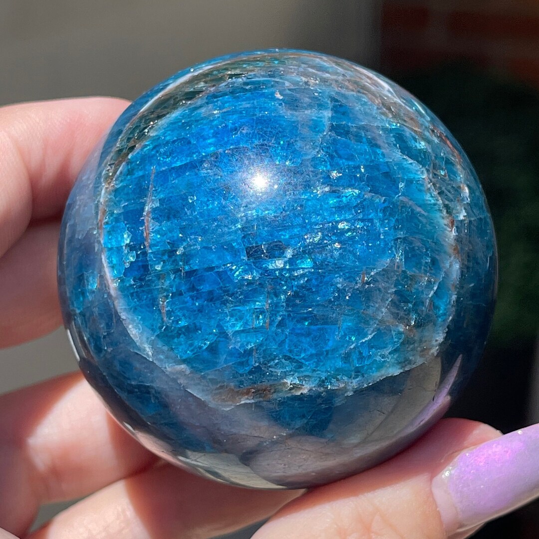 Blue Apatite Large HQ Sphere With a Beautiful Flash, Manifestation ...