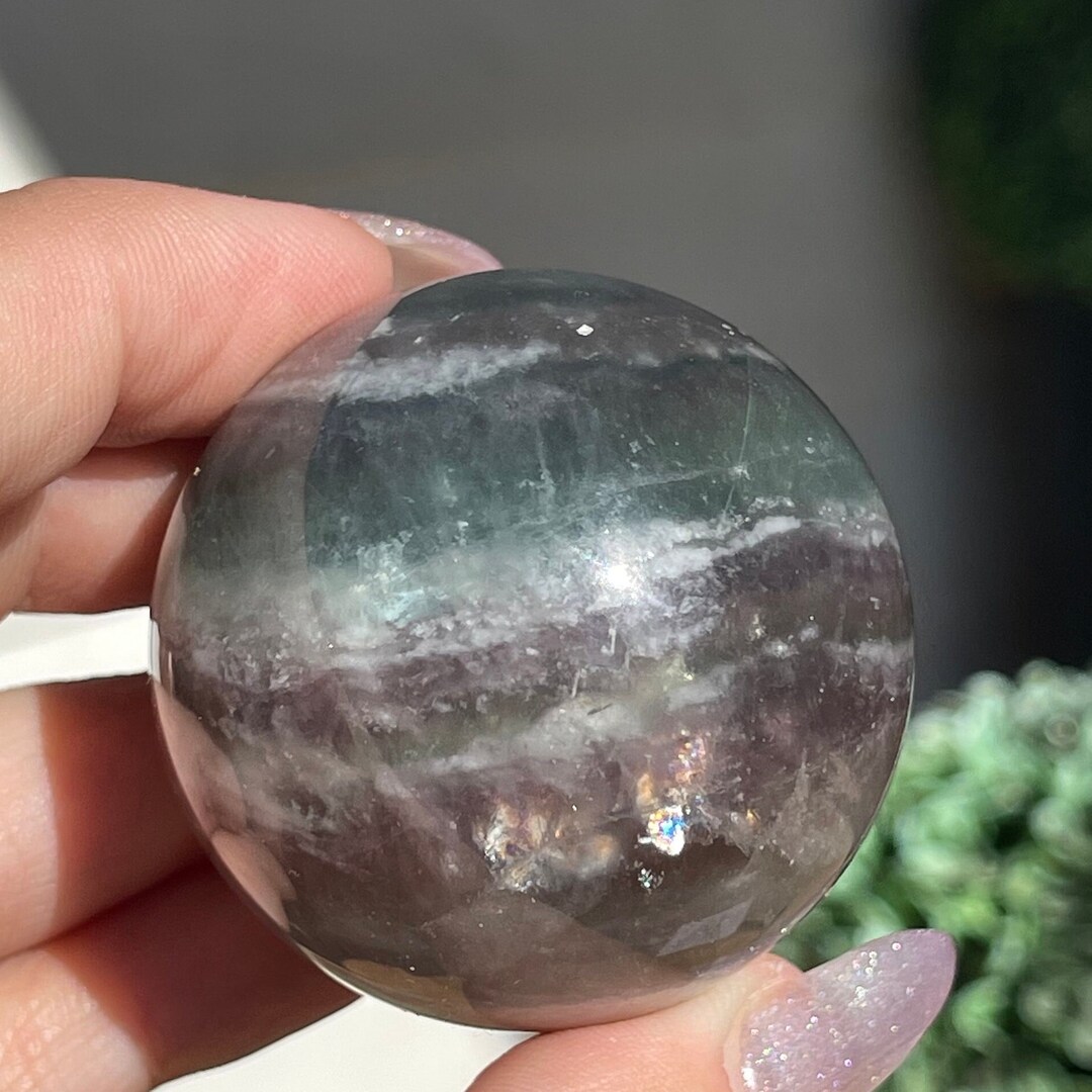 Mica Fluorite Sphere, Rainbow Crystal Ball, Metaphysical Decor - Etsy