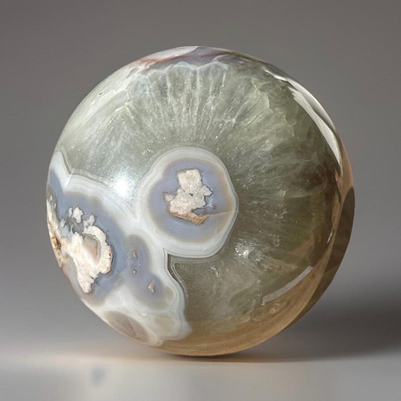 Prasiolite Flower Agate Sphere - Green Amethyst Crystal Ball - Etsy