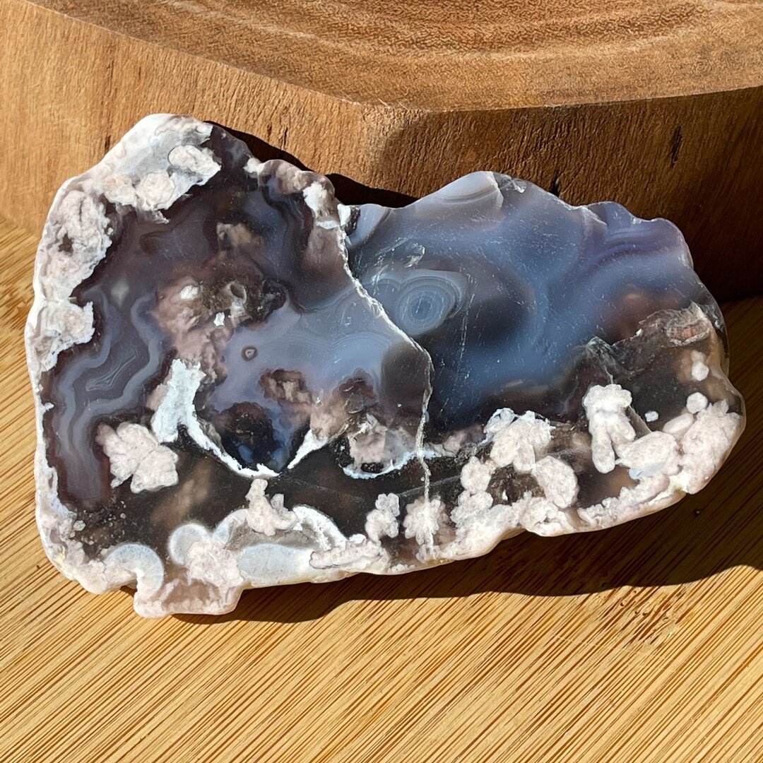 Black Flower Agate Slab Natural Stone - Etsy