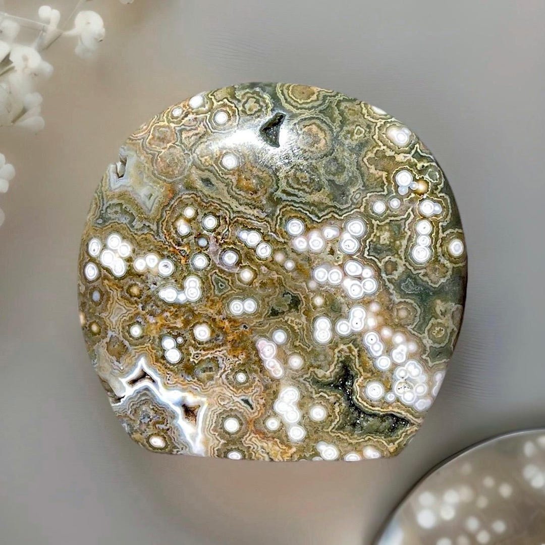 Orbicular Ocean Jasper Freeform, Druzy Bubble Jasper Rounded Flame ...