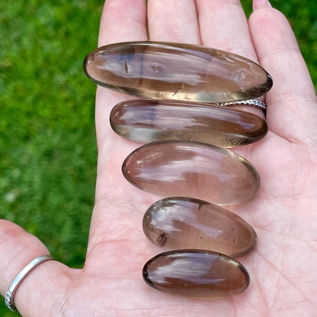 Gemmy Smoky Quartz Elongated Smokey Palm Stone Tumble - Etsy