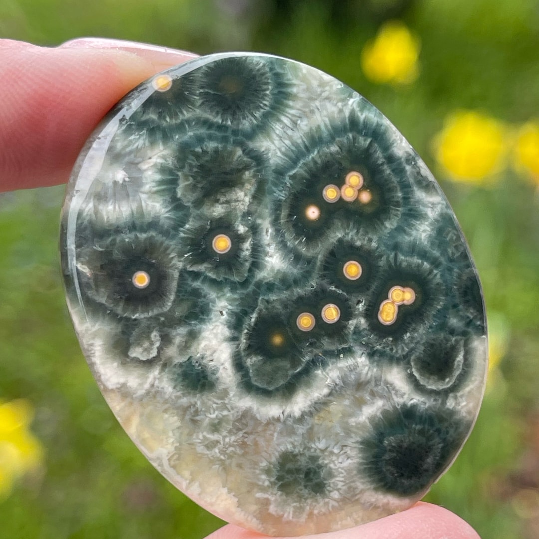 1st Vein Ocean Jasper Flat Palm Stone, Madagascar Ocean Jasper ...